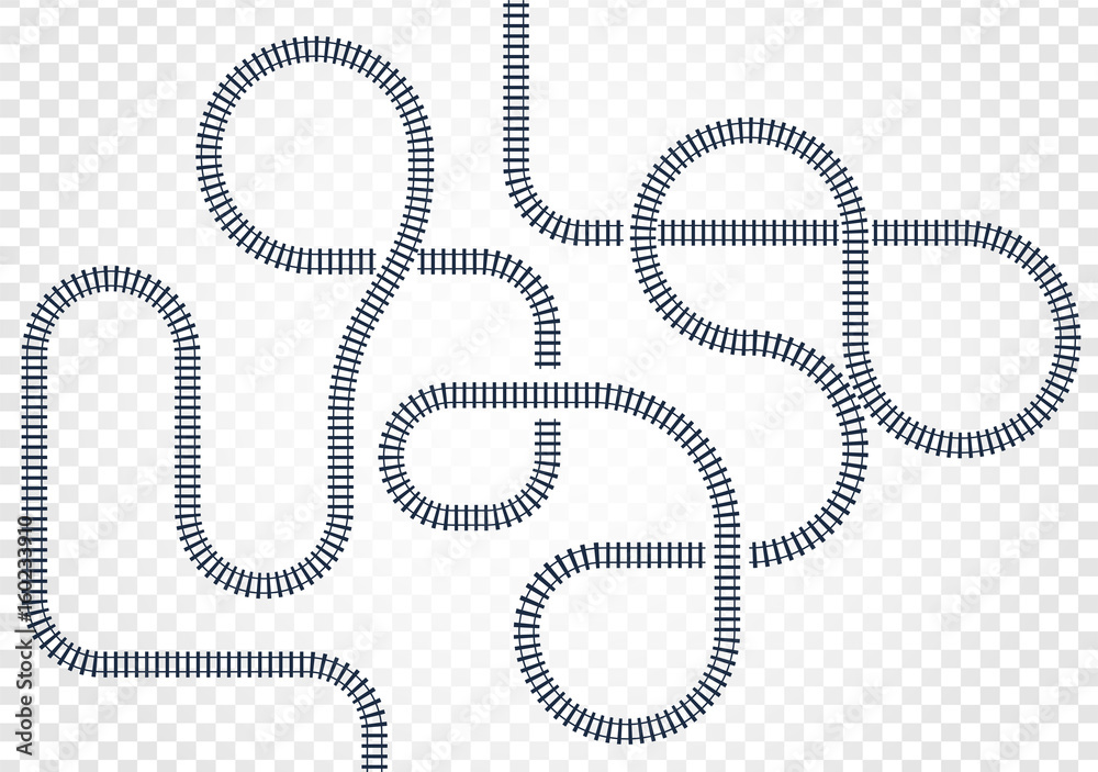 Railway line, labyrinth and nodes. Map of the tramway for trains with ...