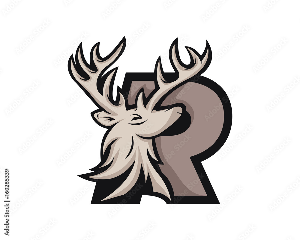 Modern Reindeer R Letter Alphabet Sports Logo Stock Vector | Adobe Stock