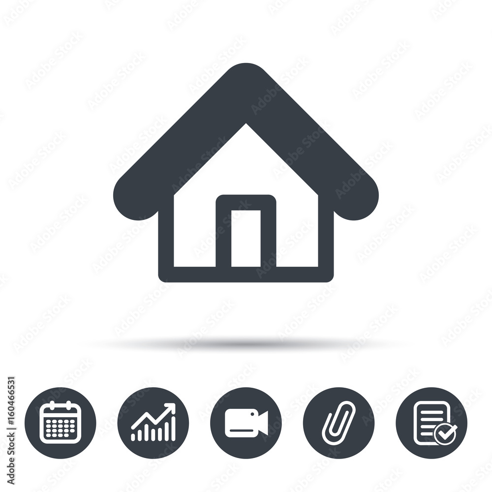 Home icon. House building symbol. Real estate construction. Calendar ...