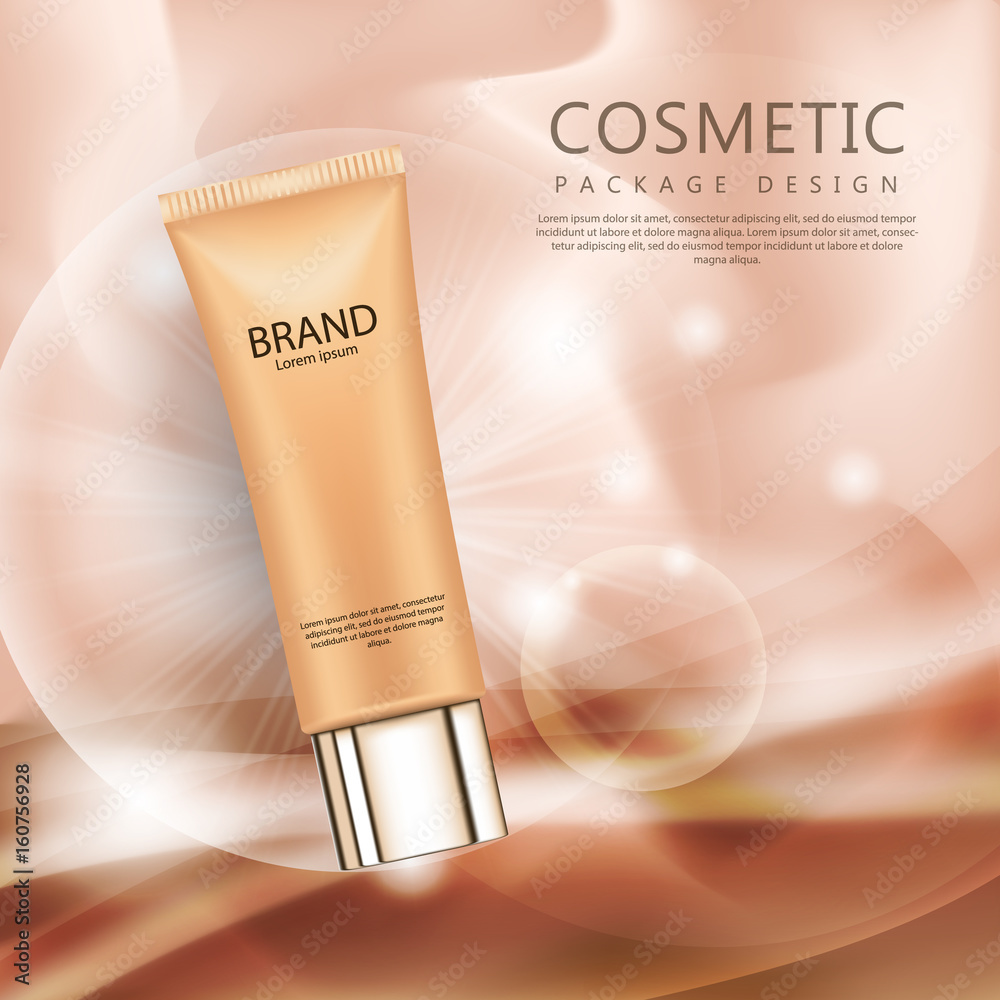 Vector 3D cosmetic illustration for the promotion of foundation premium ...