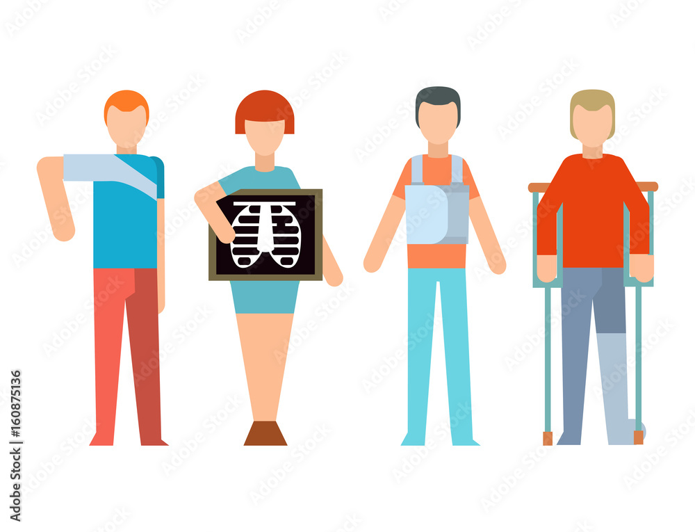 Trauma accident fracture human body safety vector people silhouette ...