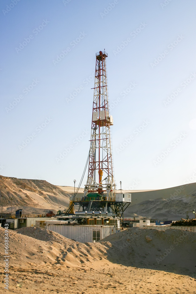 Oil Drilling Rig in the Desert Stock Photo | Adobe Stock