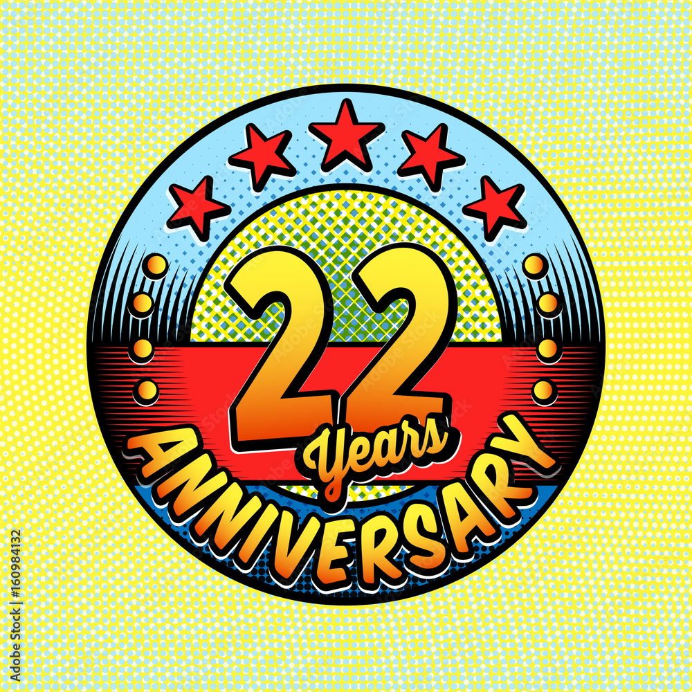 22nd anniversary logo. Vector and illustrations. Comics anniversary ...