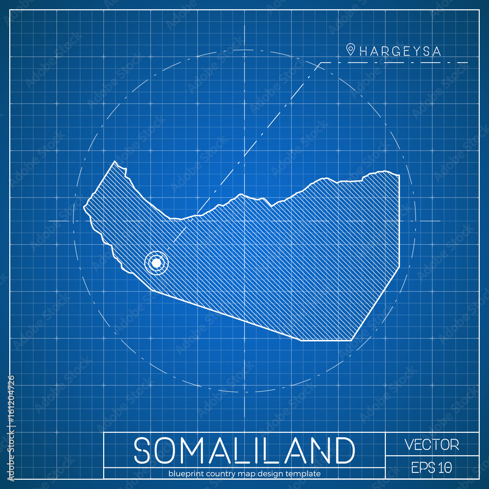 Vetor Somaliland blueprint map template with capital city Hargeisa ...