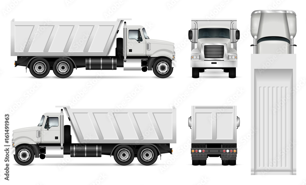 Vector dump truck template for car branding and advertising. Tipper ...