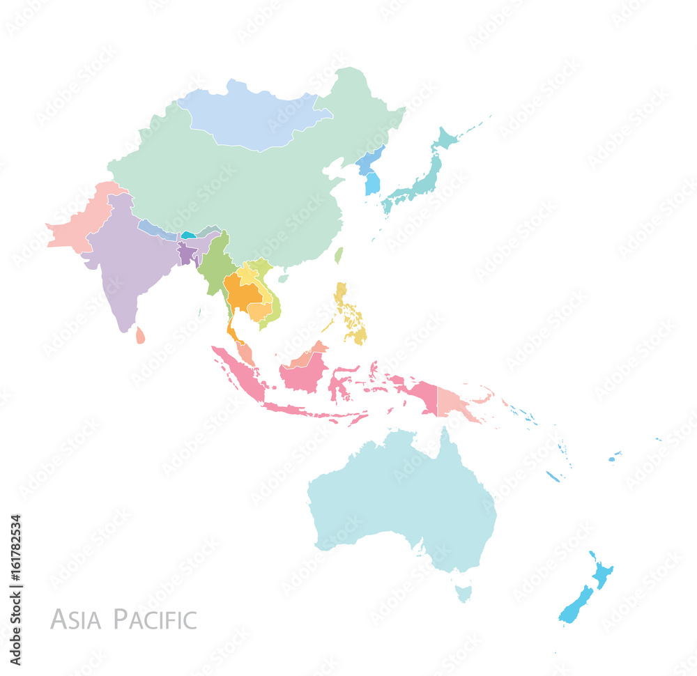 Map of Asia Pacific Stock Vector | Adobe Stock