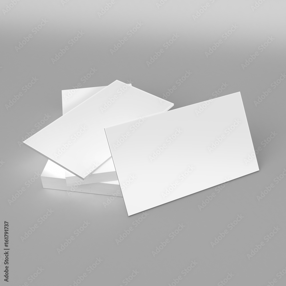 Blank white 3d visiting card template 3d render illustration for mock ...
