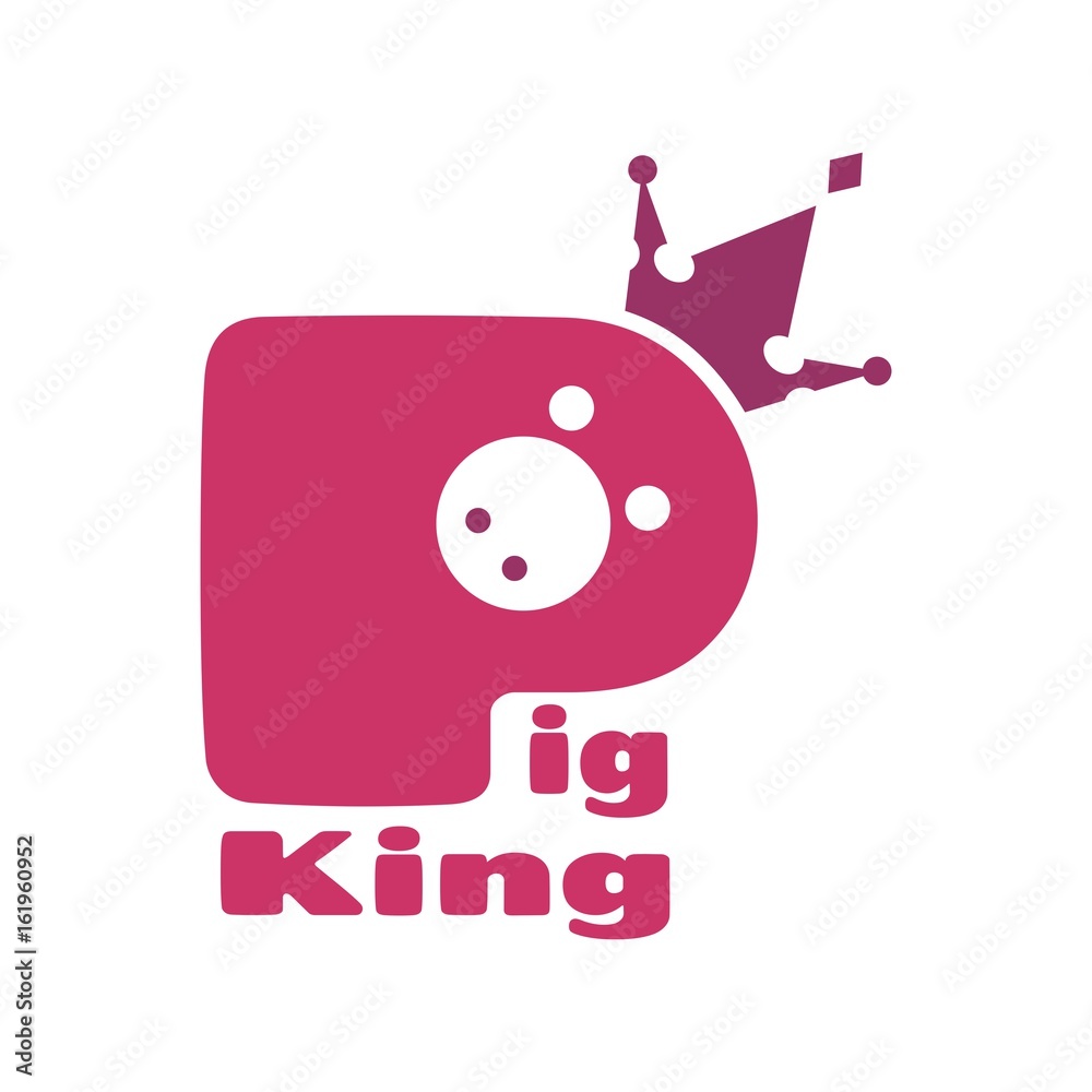 Royal Pork logo. Pig in crown. Emblem for production of meat. Farm ...