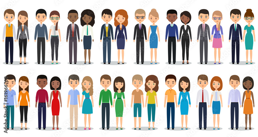 Flat people characters. Vector. Men, women in casual and business ...