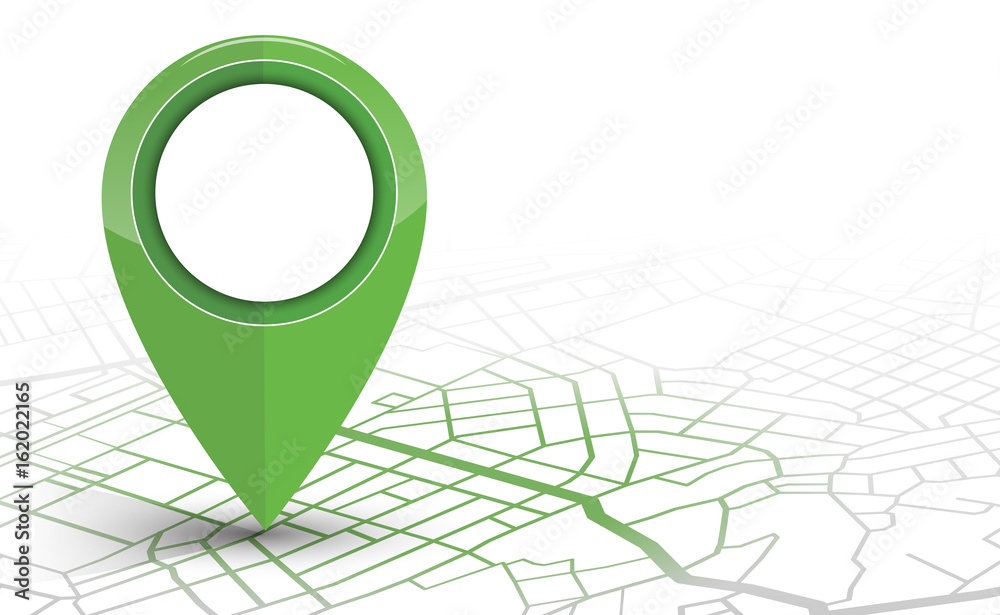 GPS navigator pin checking Green color on white background Stock Vector ...