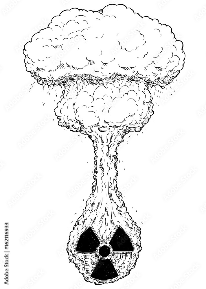Vector Hand Drawing Doodle of Nuclear Weapon Explosion Coming from ...