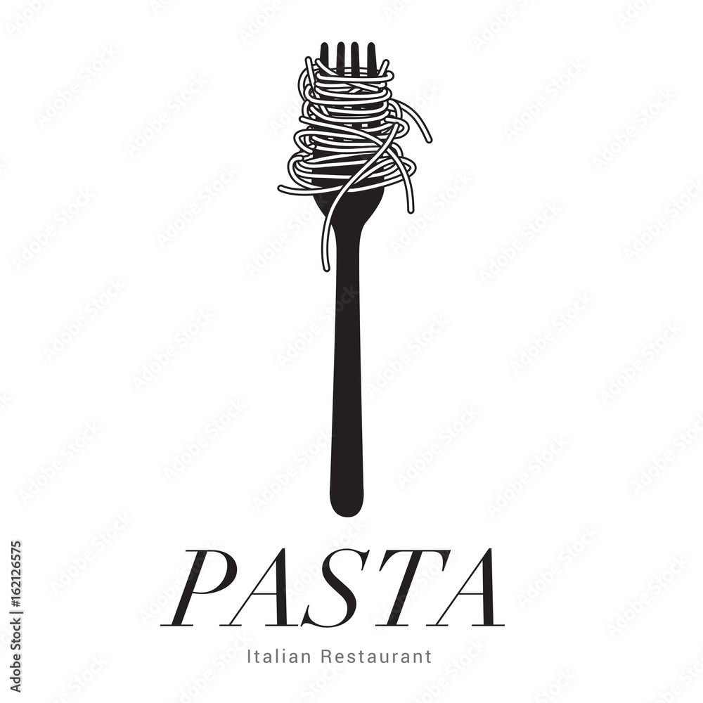 Logo Itatian restaurant, Pasta spaghetti into folk, menu poster, vector ...