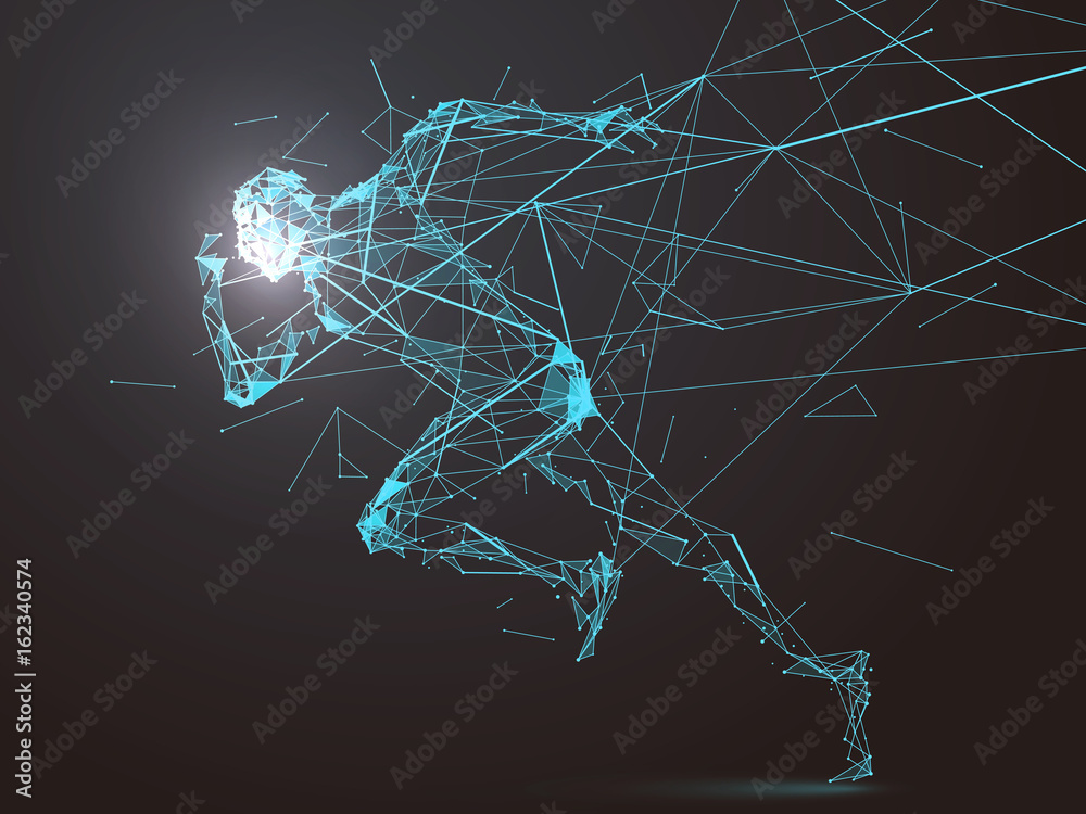 Running Man,Network connection turned into, vector illustration. Stock ...