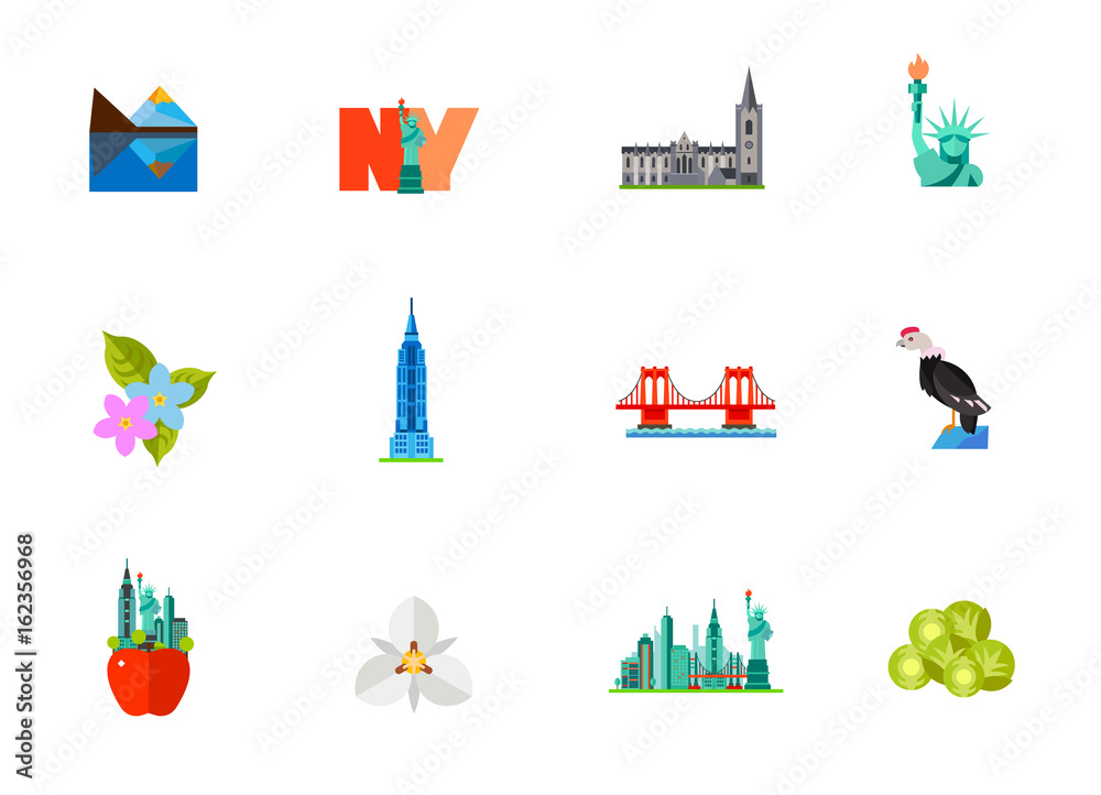 New York city icon set Stock Vector | Adobe Stock