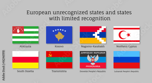European unrecognized and with unlimited recognition states waving ...