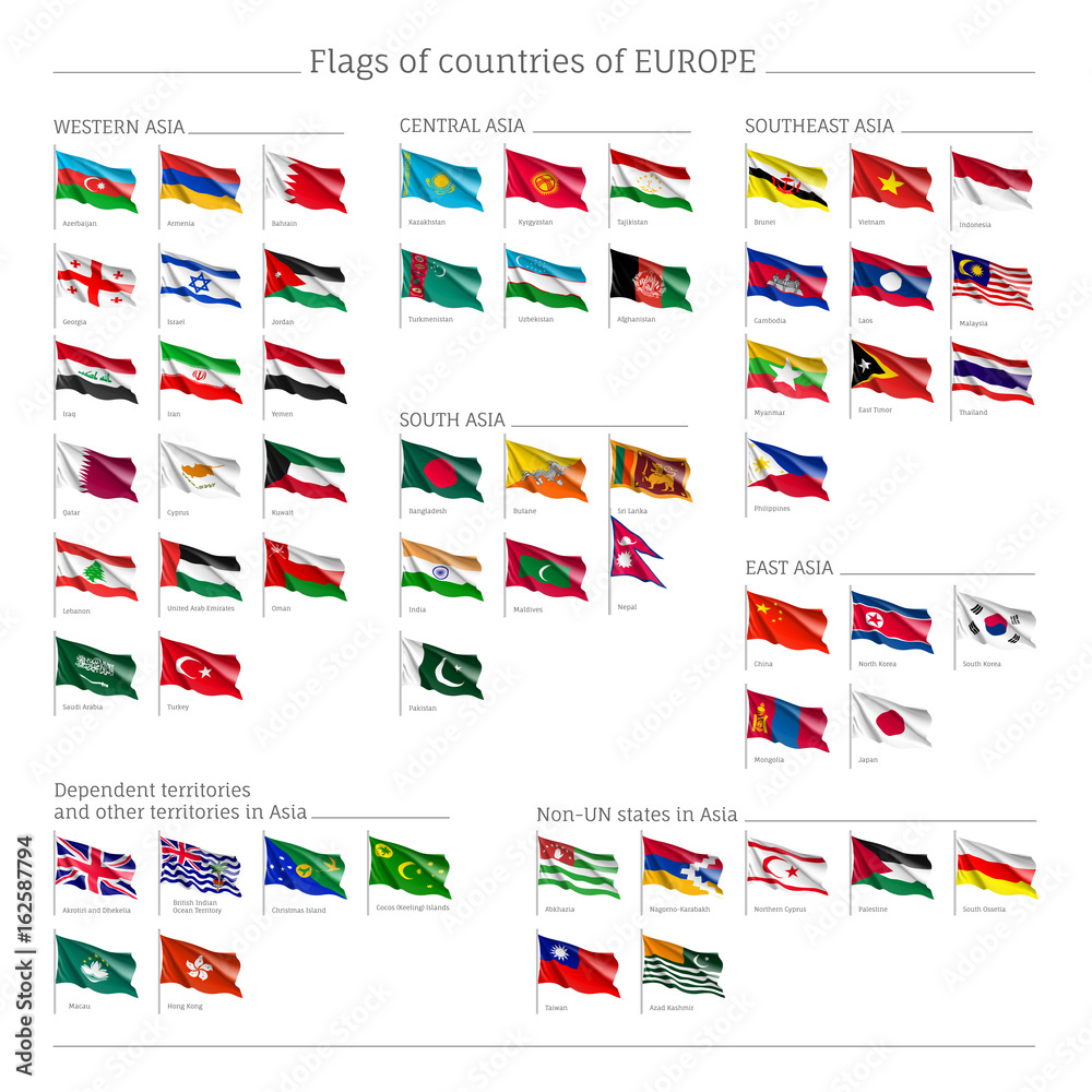 Big set of flags of Europe, official symbol of countries, full ...