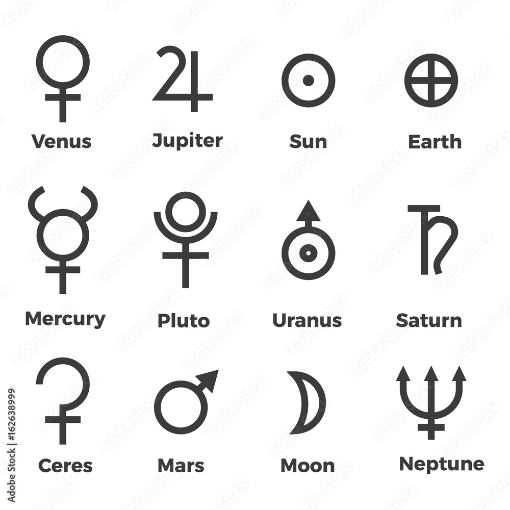 Solar system planets icons set symbols pictogram outline Stock Vector ...