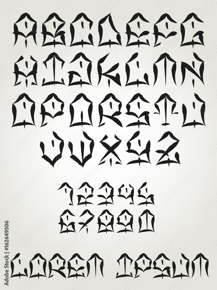 West Coast graffiti font - Hand written tattoo lettering- Vector ...