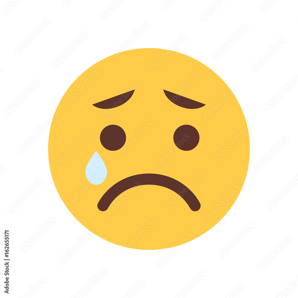 Yellow Cartoon Face Cry Sad Upset Emoji People Emotion Icon Flat Vector ...