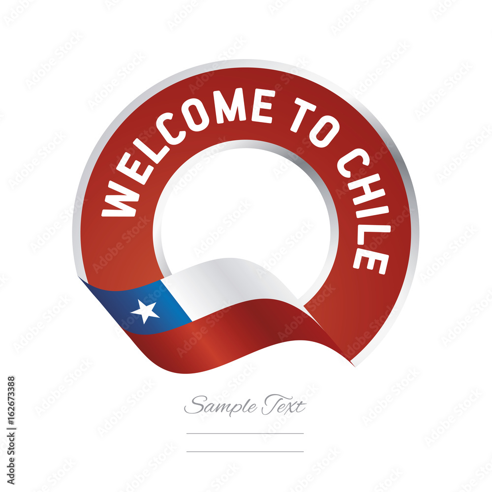 Welcome to Chile flag red label logo icon Stock Vector | Adobe Stock