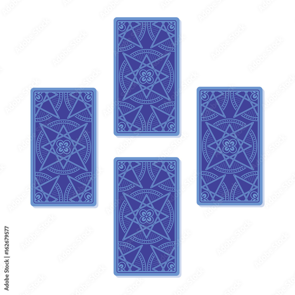 Four tarot card spread. Reverse side. Vector illustration Stock Vector ...