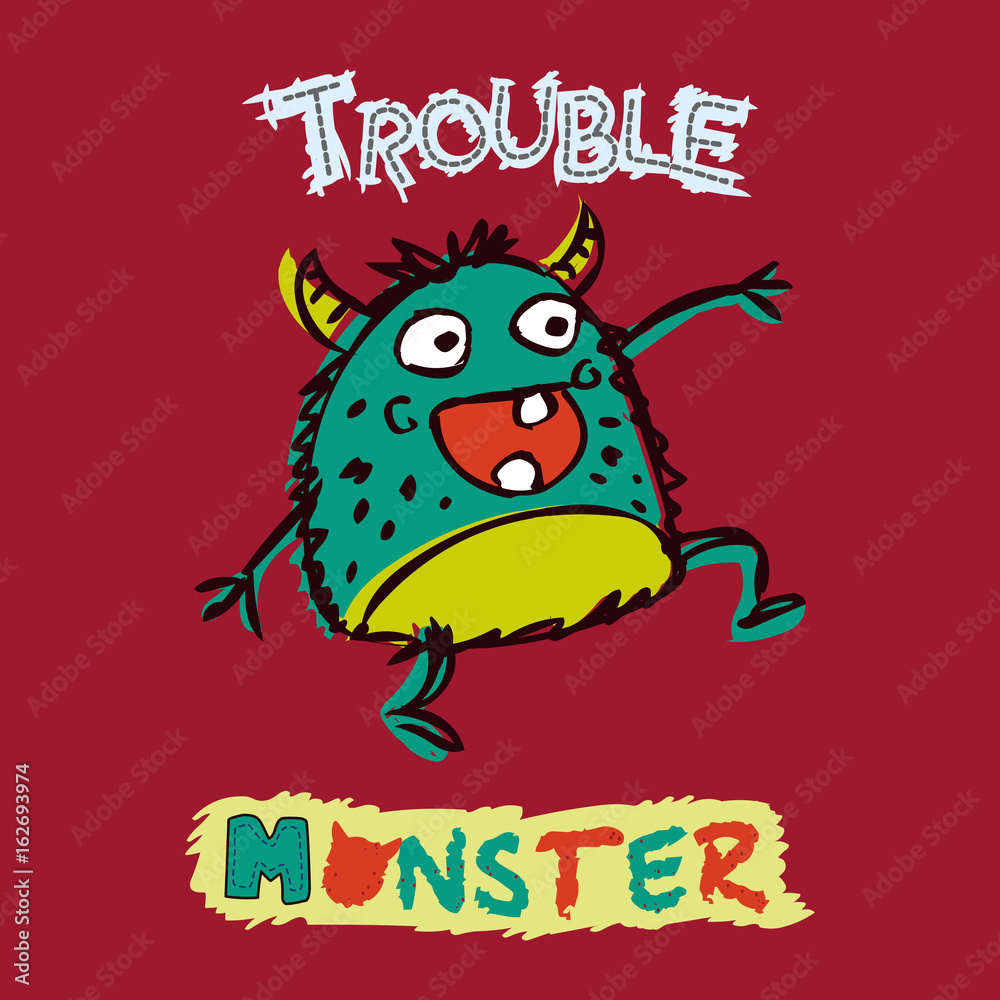 funny trouble maker monster. vector cartoon illustration Stock Vector ...