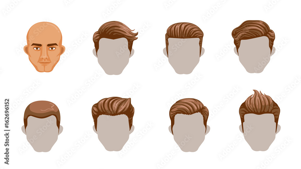 Hair man Set of men cartoon hairstyles. Collection of fashionable ...