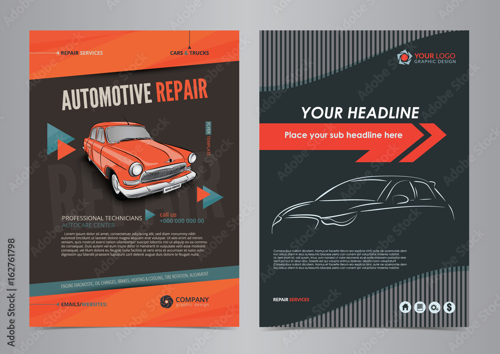 Auto Services Business Flyer layout templates, automotive repair ...