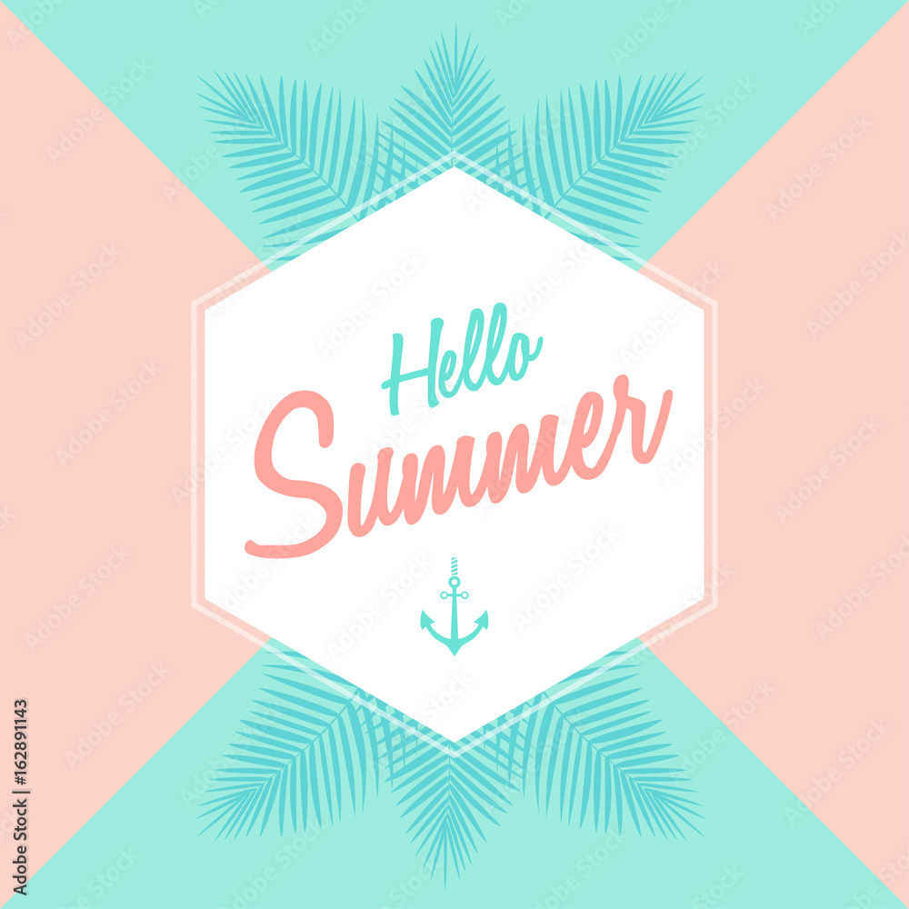 Trendy summer tropical leaves. Summer background design for greeting ...