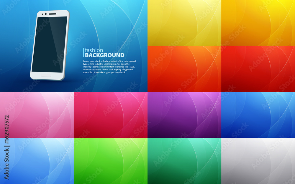 Big set of abstract horizontal backgrounds of curved lines. Isolated ...