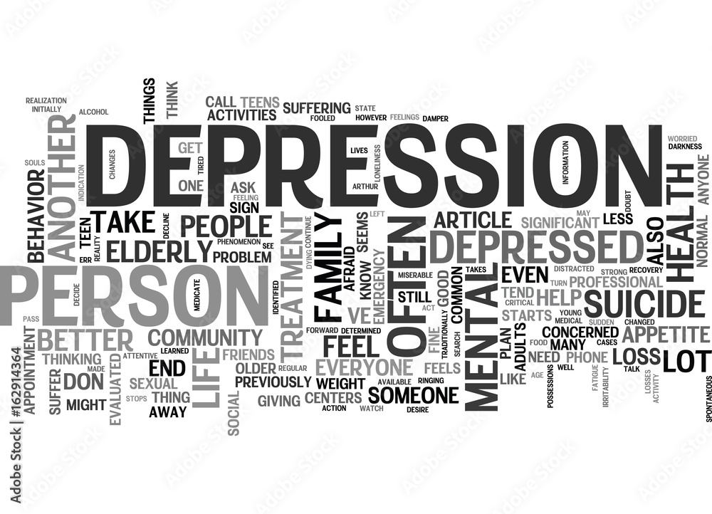 WHAT TO DO IF A LOVED ONE SEEMS DEPRESSED TEXT WORD CLOUD CONCEPT Stock Vector | Adobe Stock