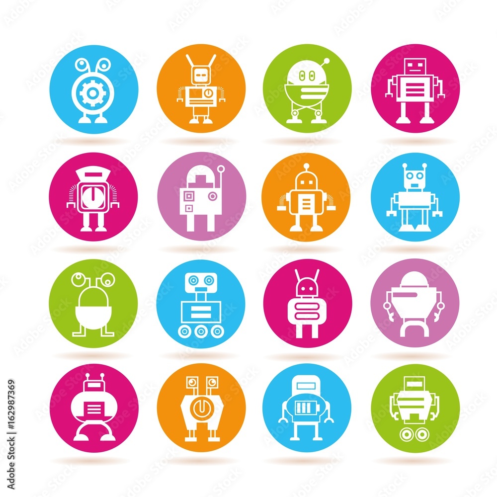 cartoon robot icons 素材庫向量圖 | Adobe Stock