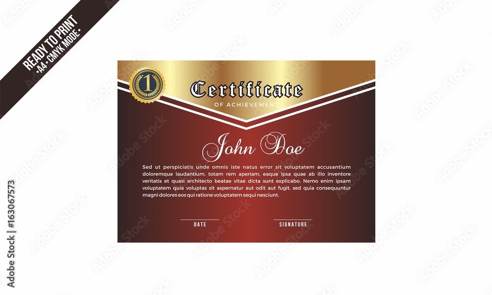 Elegant Red maroon gold Certificate decorated template shapes and ...