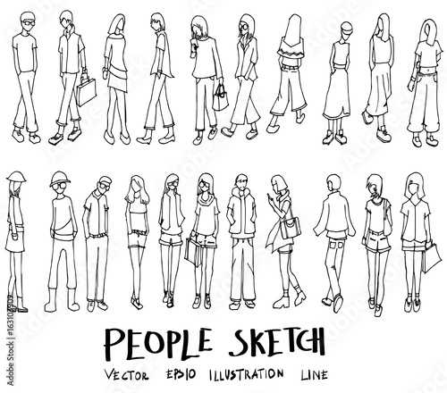 Set of Doodle People Hand drawn Sketch line vector illustration eps10 ...