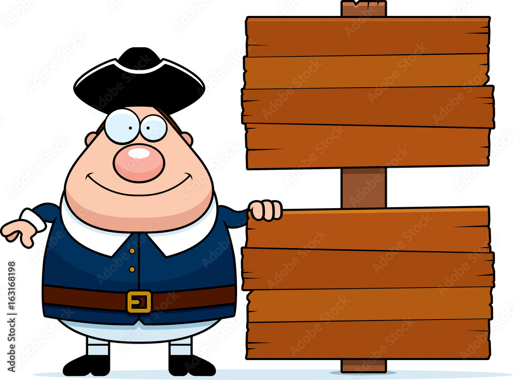 Cartoon Colonial Man Sign Stock Vector | Adobe Stock