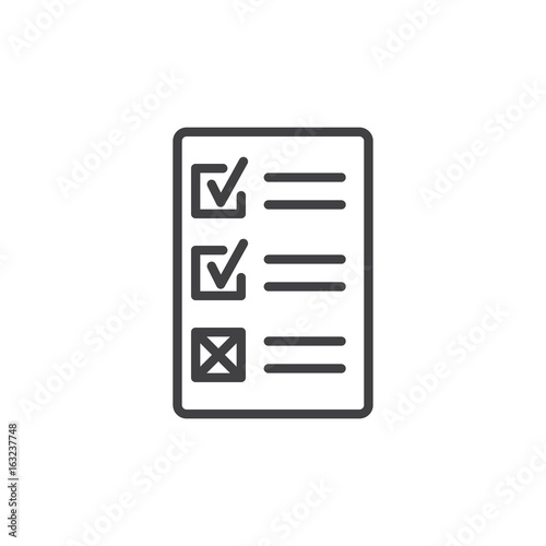 Exam line icon, outline vector sign, linear style pictogram isolated on ...