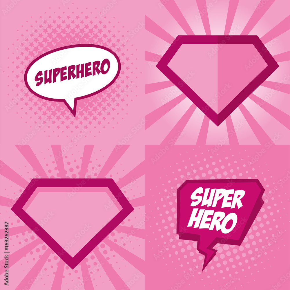 Superhero logo, pop art background Stock Vector | Adobe Stock