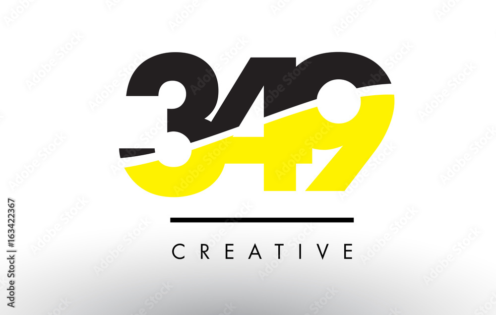 349 Black and Yellow Number Logo Design. Stock Vector | Adobe Stock