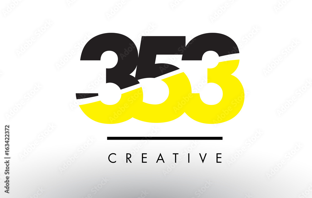 353 Black and Yellow Number Logo Design. Stock Vector | Adobe Stock