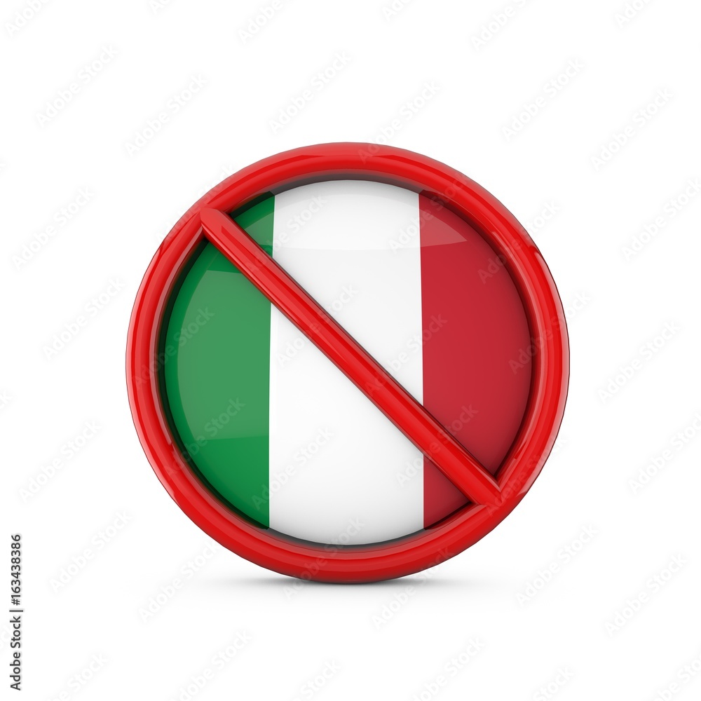 Italy flag prohibited no entry symbol. 3D Rendering Stock Illustration ...