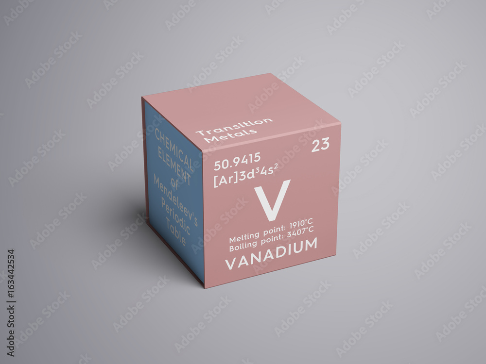 Vanadium. Transition metals. Chemical Element of Mendeleev's Periodic ...