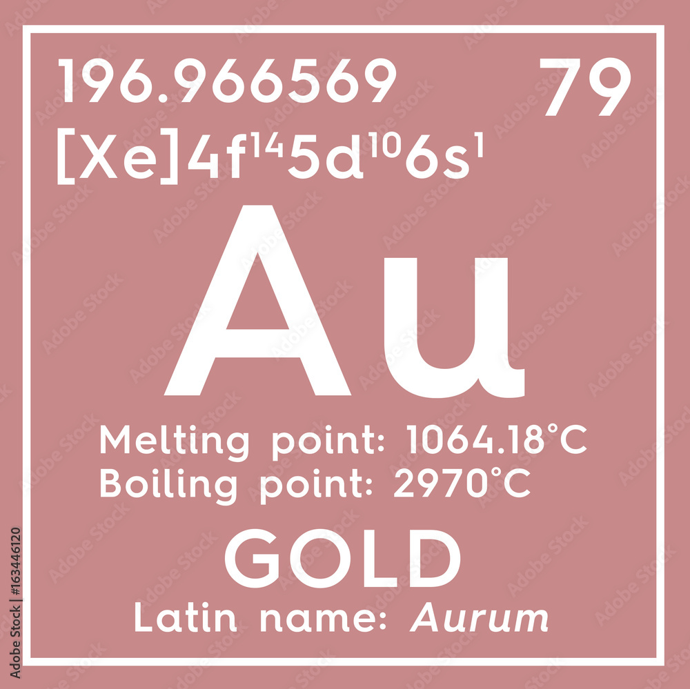 Gold. Aurum. Transition metals. Chemical Element of Mendeleev's ...