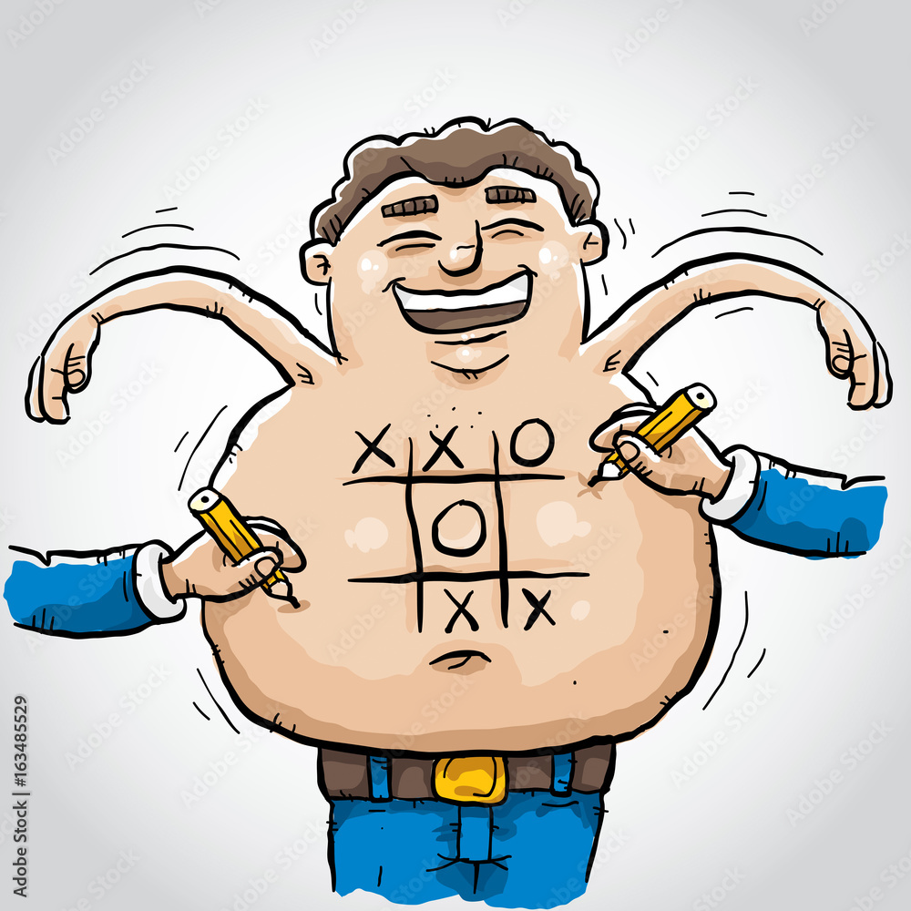 Cartoon illustration of a man giggling from being tickled by people ...