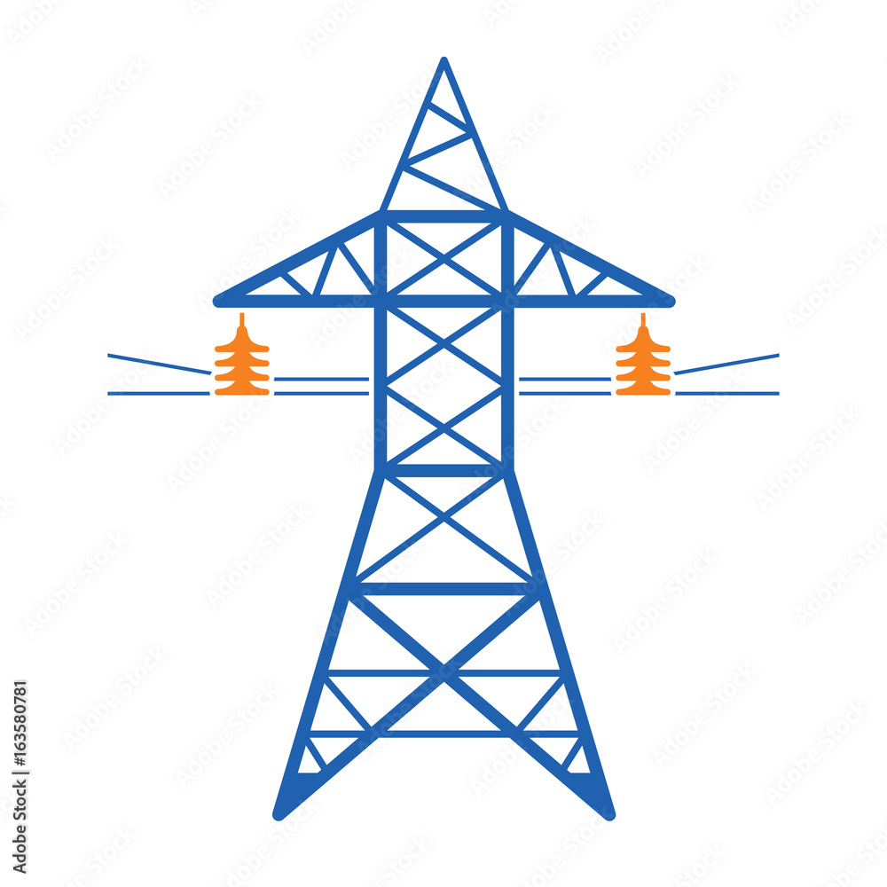 High voltage power line transmission tower. Electricity pylon vector ...
