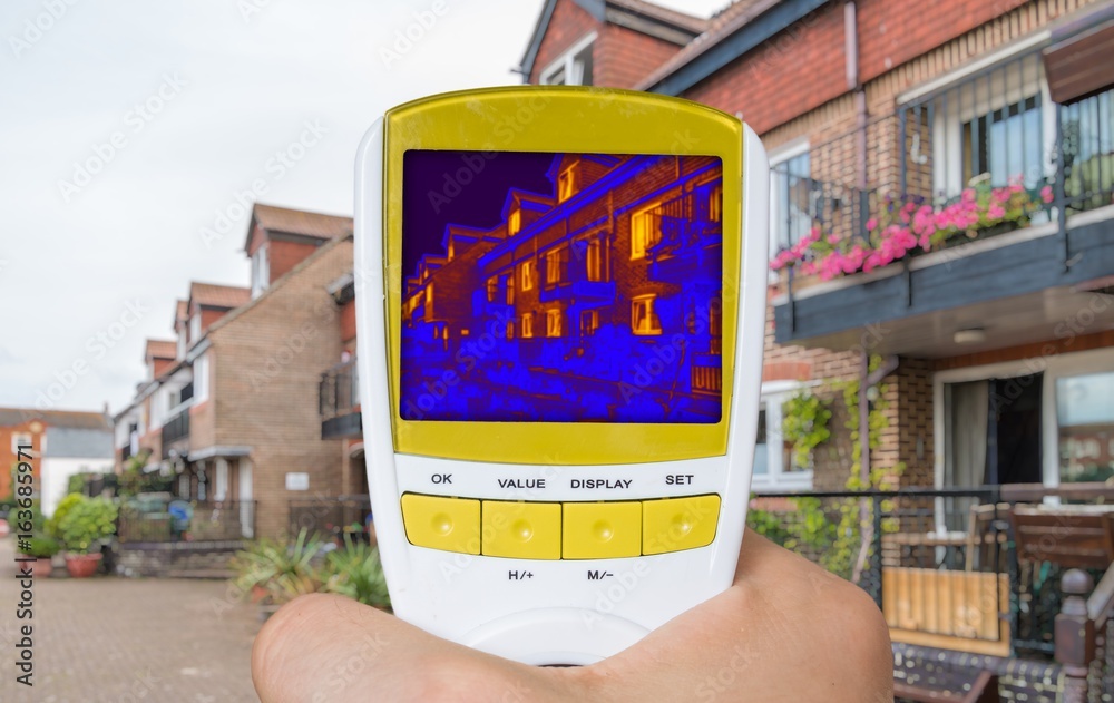 Infrared thermovision image showing thermal insulation of house. Stock ...