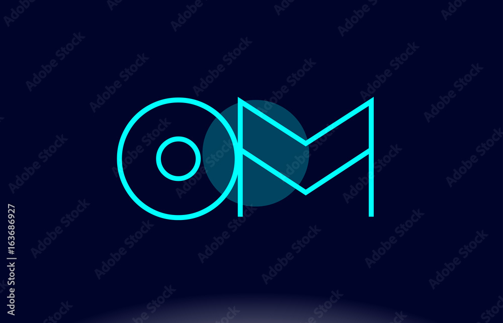 om o m blue line circle alphabet letter logo icon template vector ...