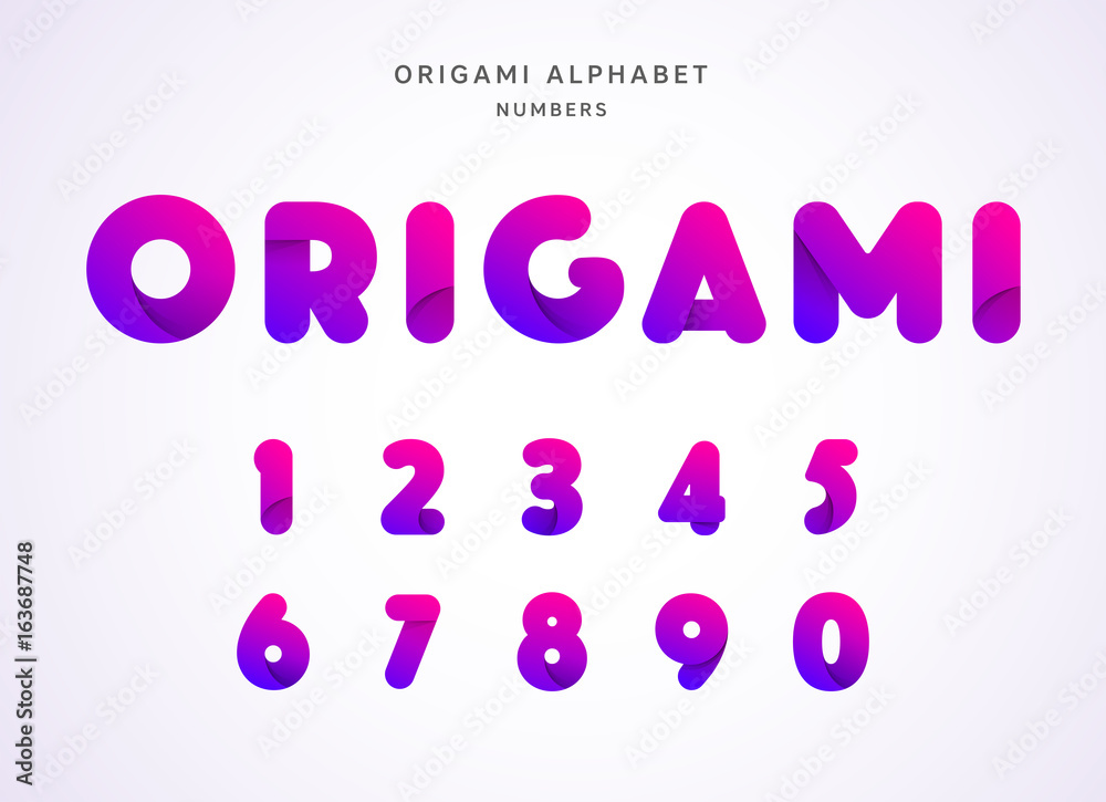 Vector origami alphabet. Number collection. Purple color Stock Vector ...