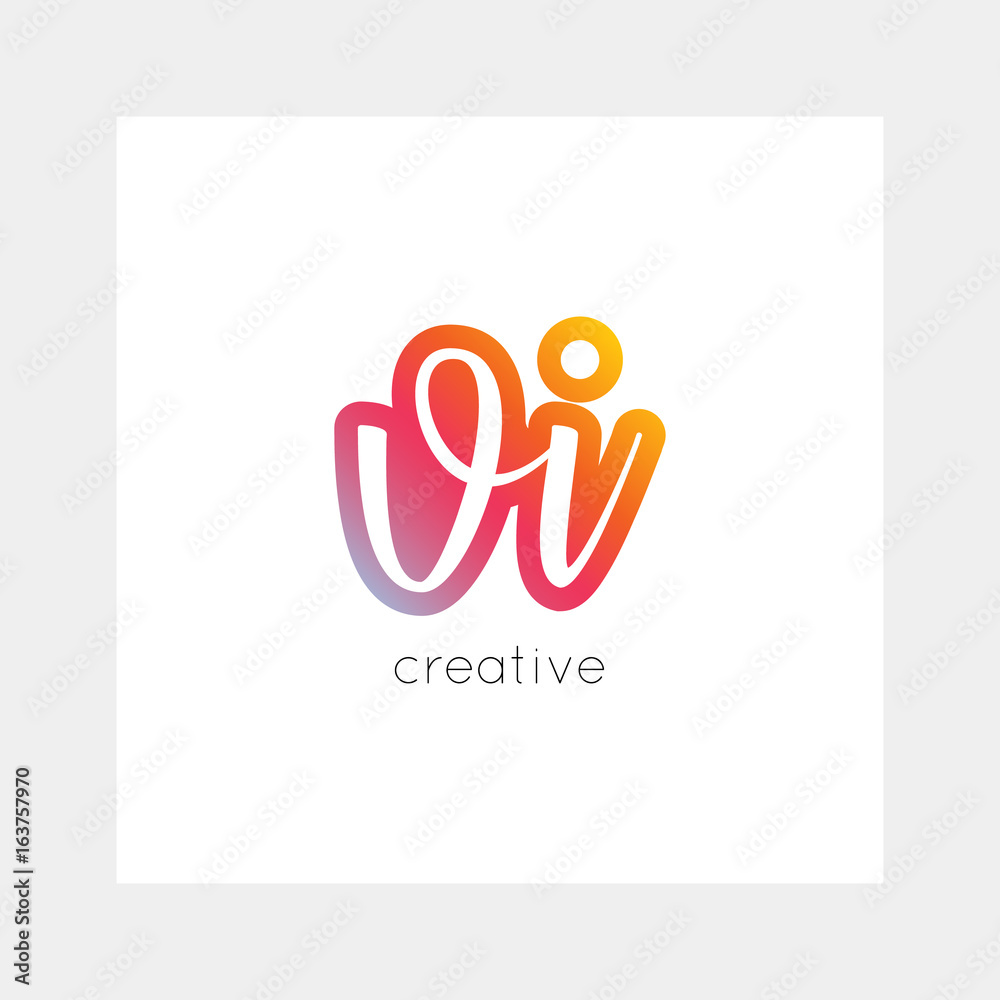 VI logo, vector. Useful as branding, app icon, alphabet combination ...