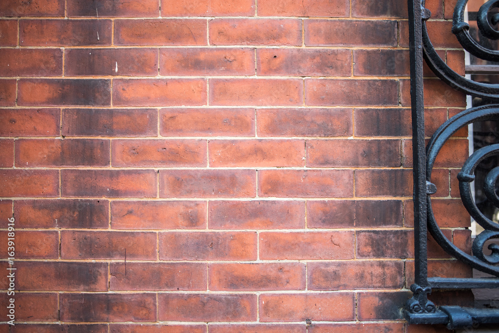 Lovely brick wall in an old colonial neighborhood in New England ...