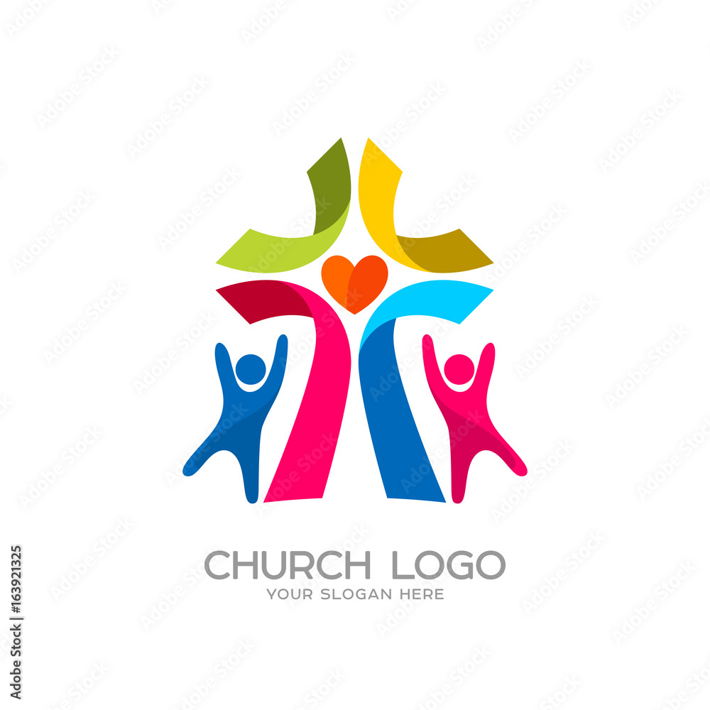 Church logo. Christian symbols. People worship the Lord Jesus Christ ...